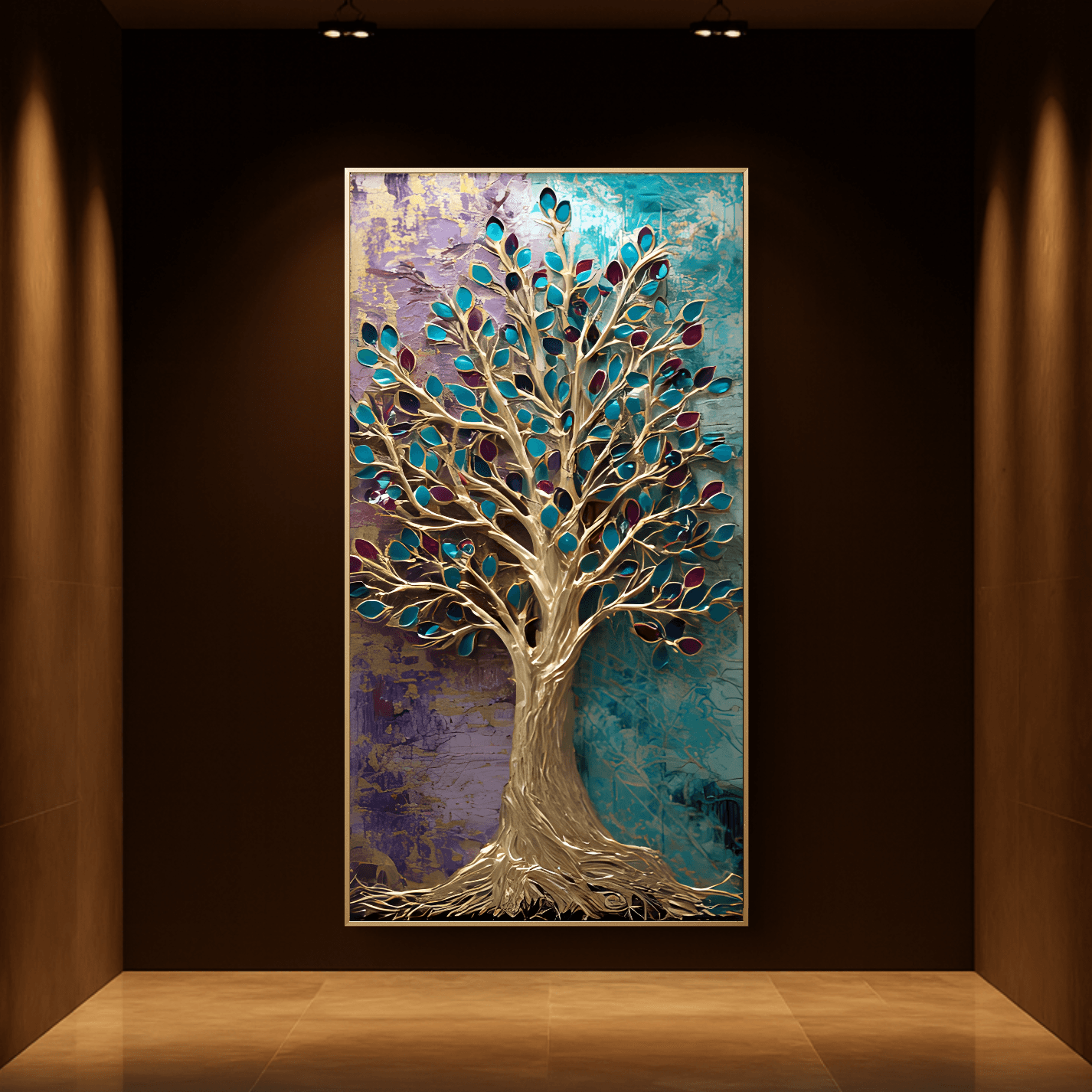 3D Gold Tree Canvas - Colorful Textured Wall Art | Radikal Homes