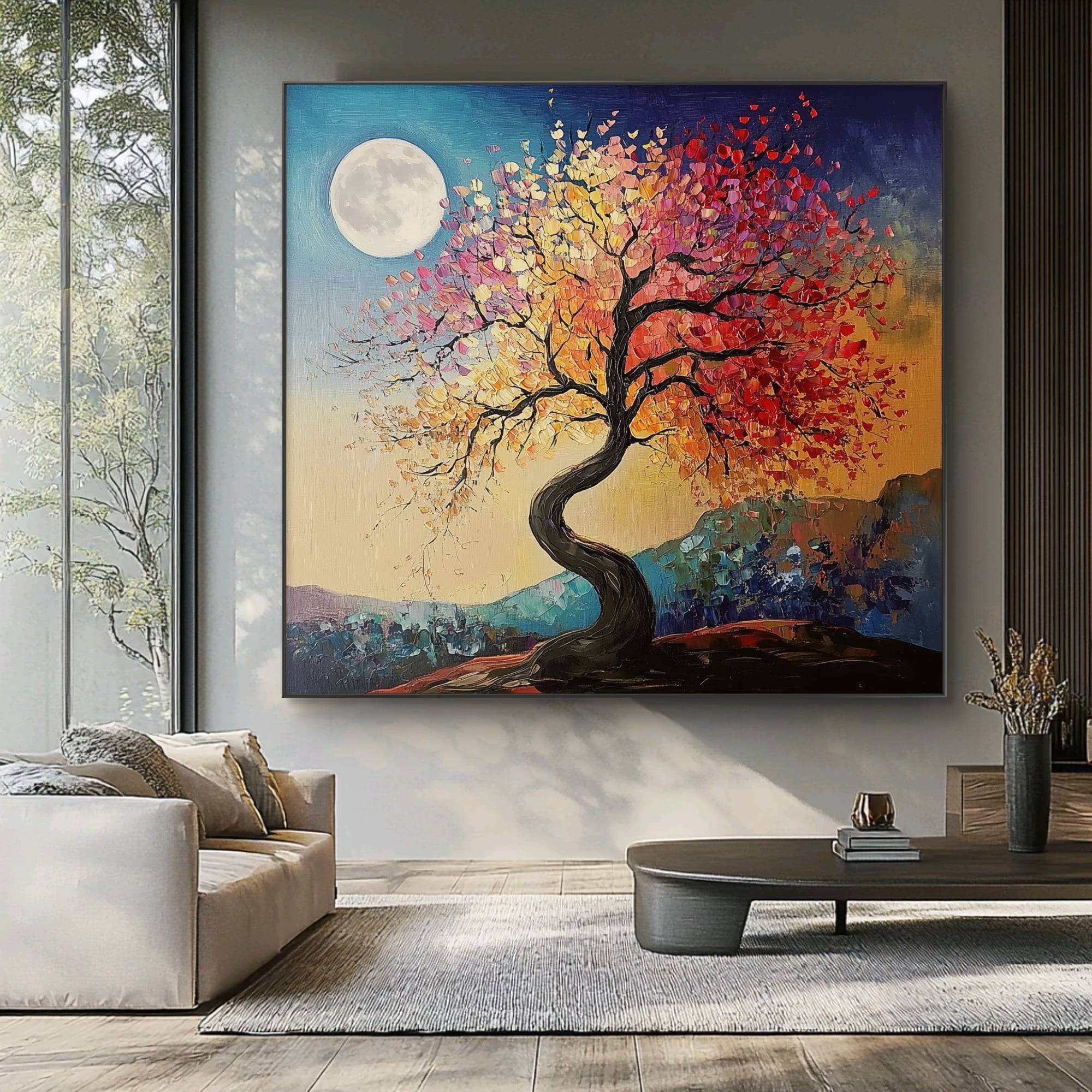 Zen-Inspired Tree of Life - Japanese-Style Abstract Oil Painting ...
