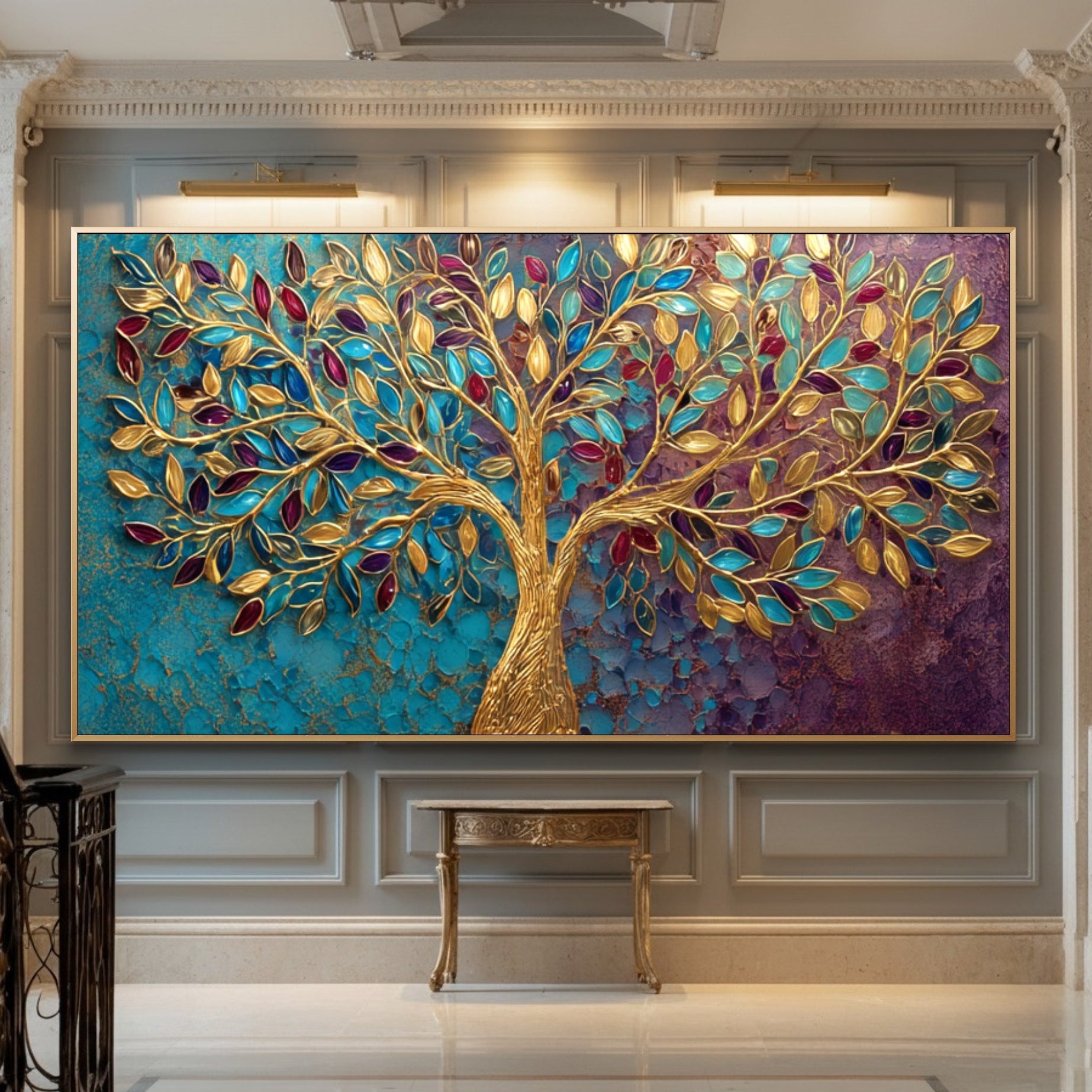 3D Gold Tree Painting - Colorful Textured Canvas Wall Art | Radikal Homes